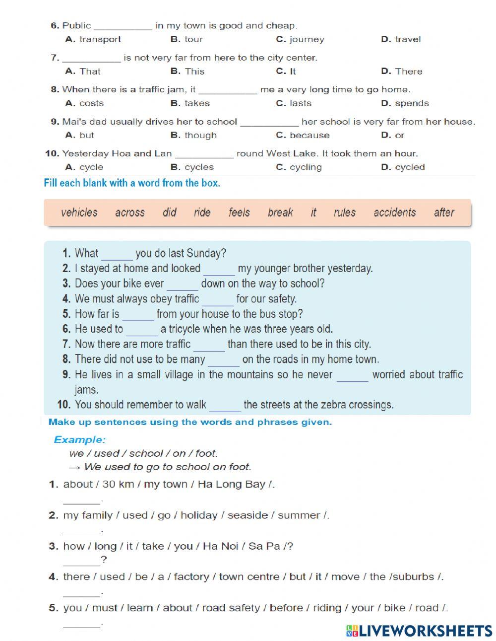 G7-unit 7 test4 vbt worksheet | Live Worksheets