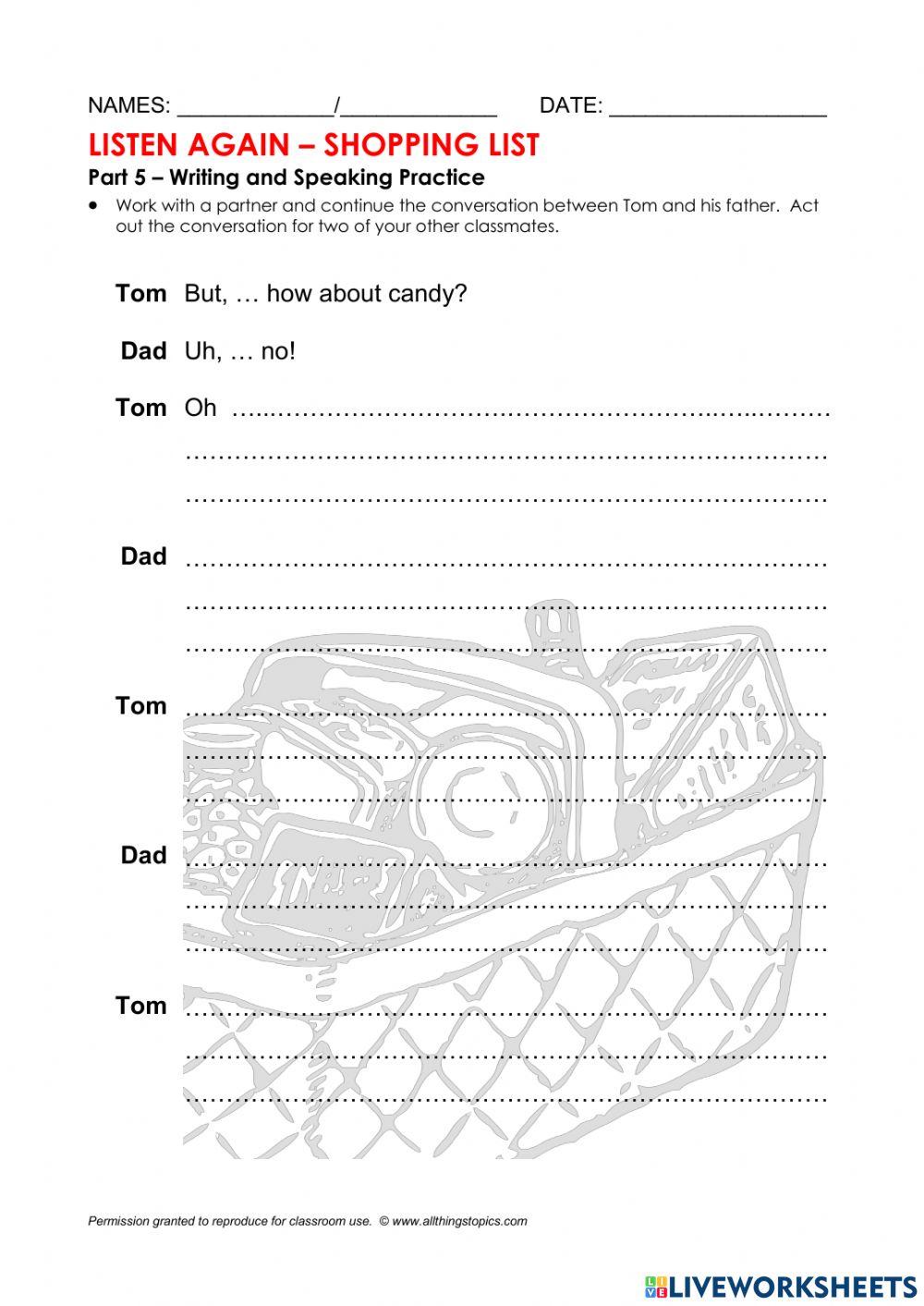 Shopping List https:--www.liveworksheets.com-lwsmaker- worksheet | Live Worksheets