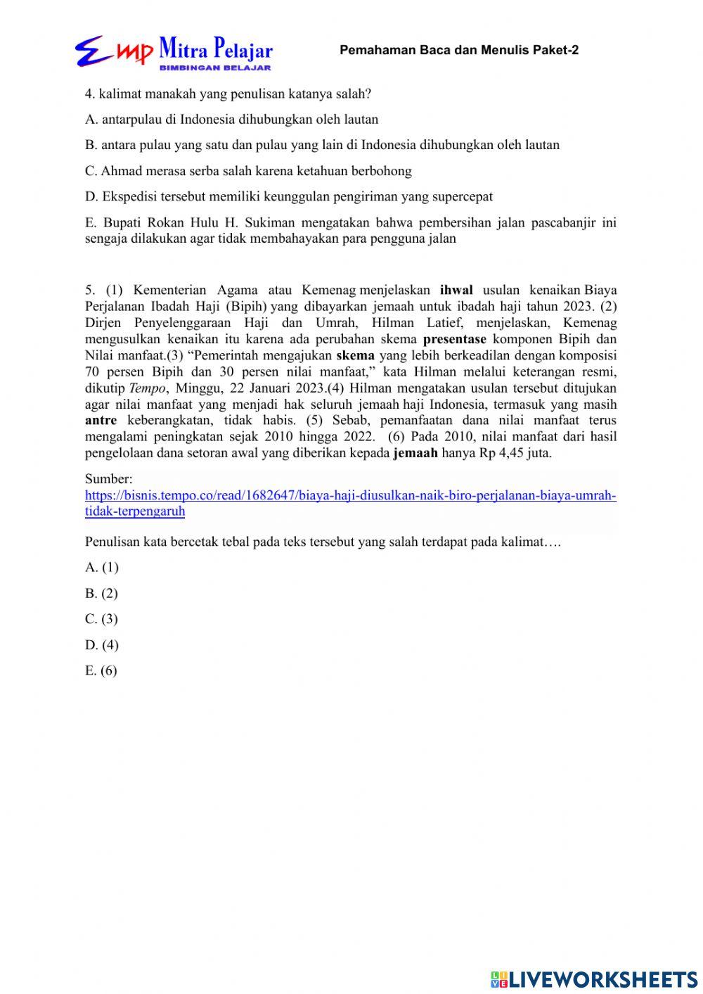 Intensif pbm paket 2 2278898 | MITRA PELAJAR CINERE