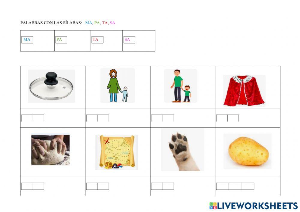 FICHA SILABAS MA PA TA SA online exercise for | Live Worksheets