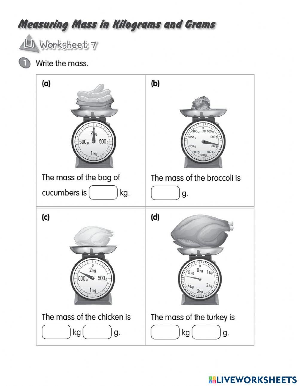 Mass online pdf worksheet | Live Worksheets