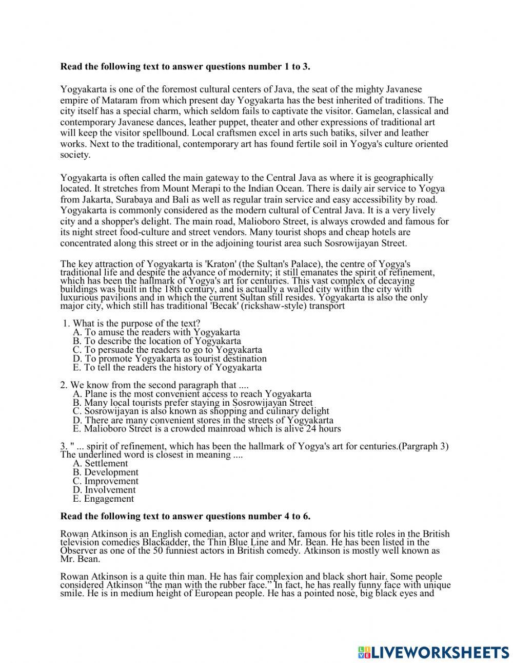 Descriptive text | Free Interactive Worksheets | 2279828