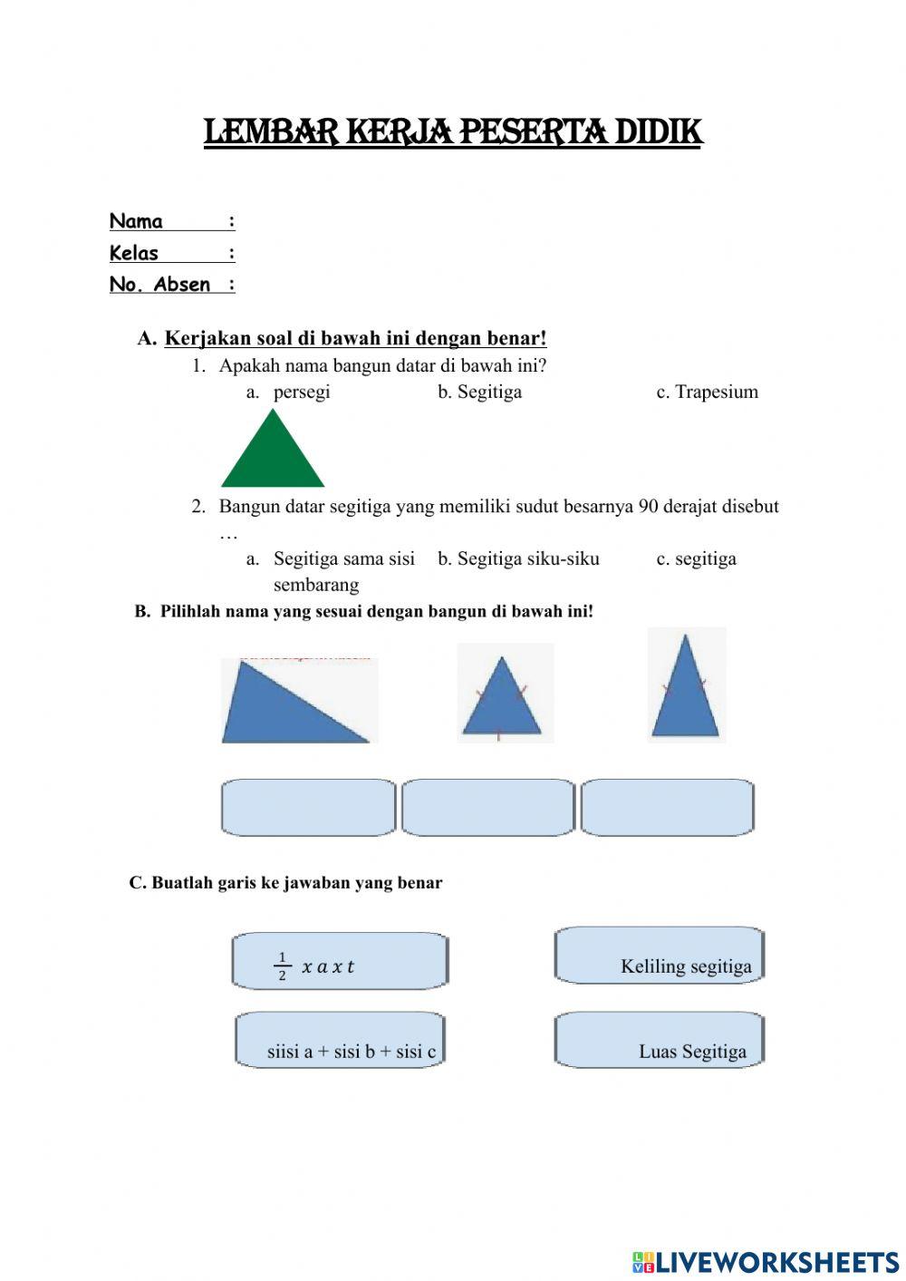 Segitiga interactive activity for 4 | Live Worksheets