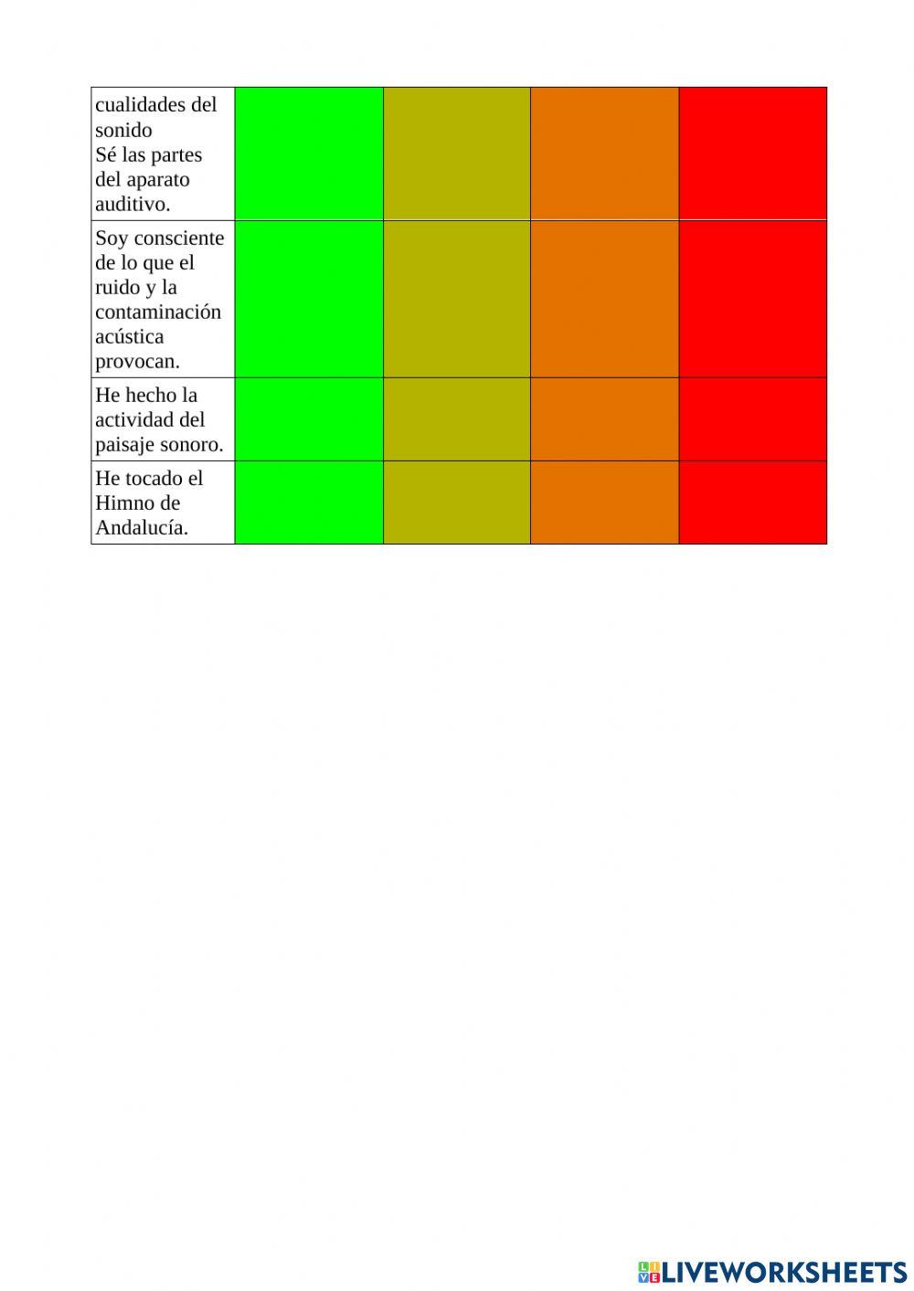 Autoevaluación: -Ritmo en el cuerpo- worksheet | Live Worksheets