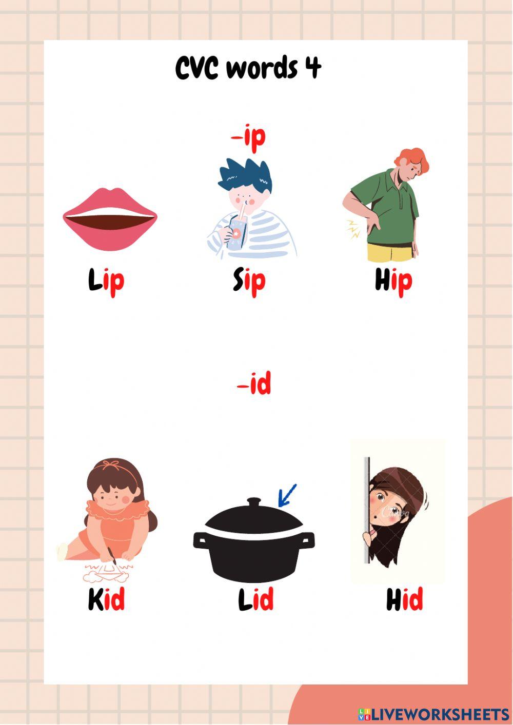 CVC words interactive worksheet for 1 | Live Worksheets