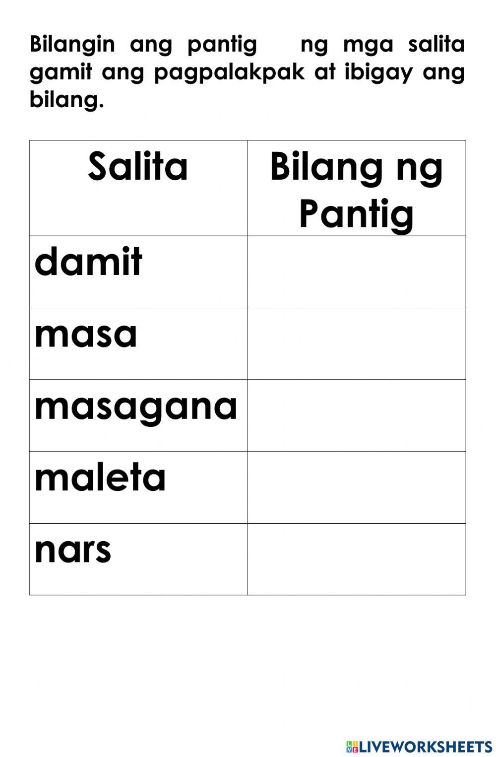 Montessori Lesson Filipino Pormasyon Ng Pantig Worksheet 57 Off