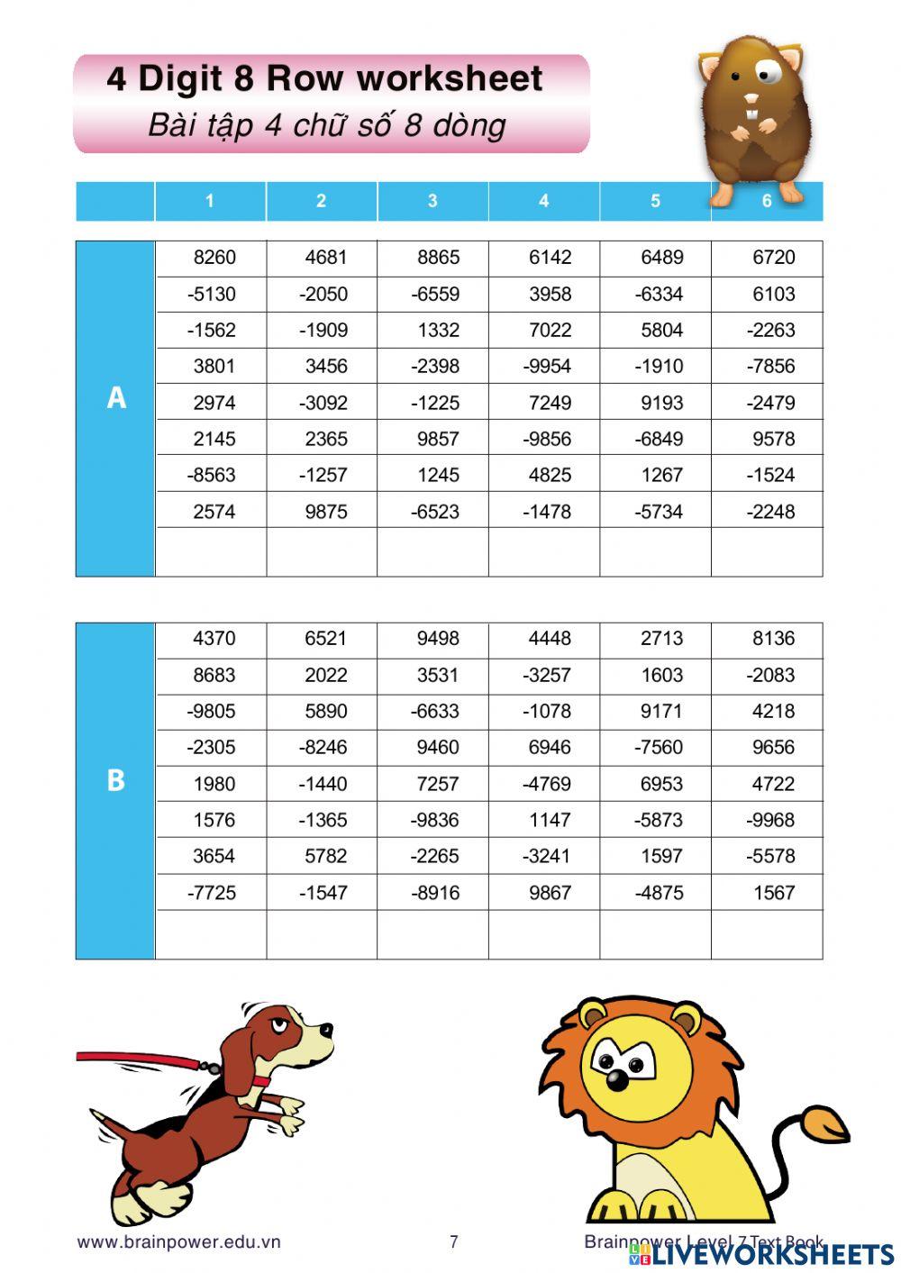 2.lv7bs (6,7,8,9) worksheet | Live Worksheets