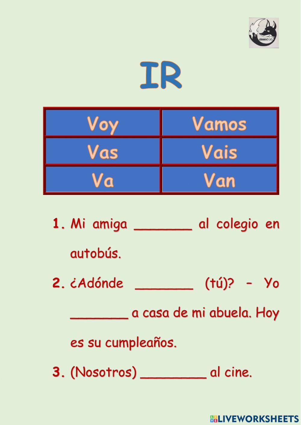 Ir activity | Live Worksheets