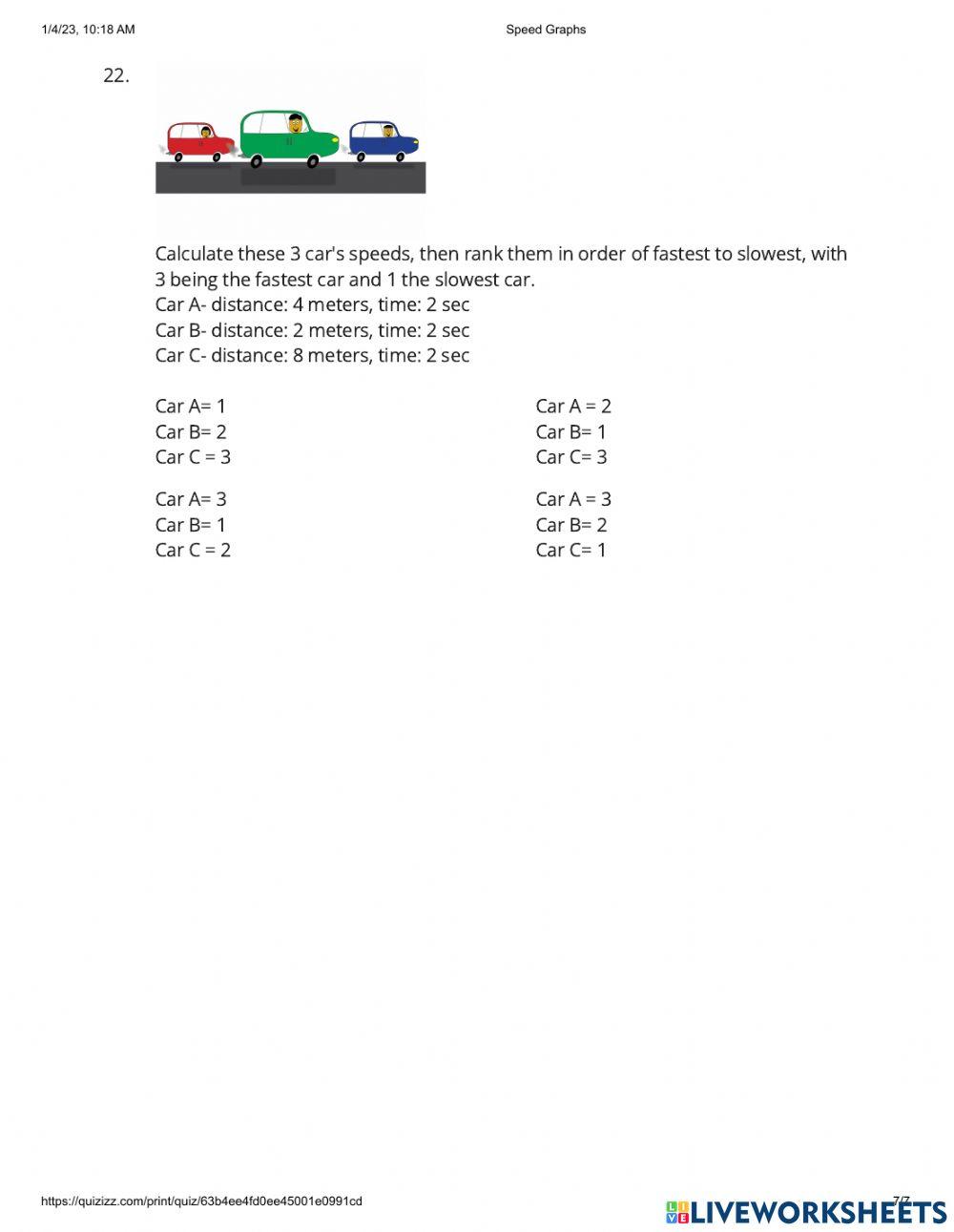 Speed | Free Interactive Worksheets | 2257848