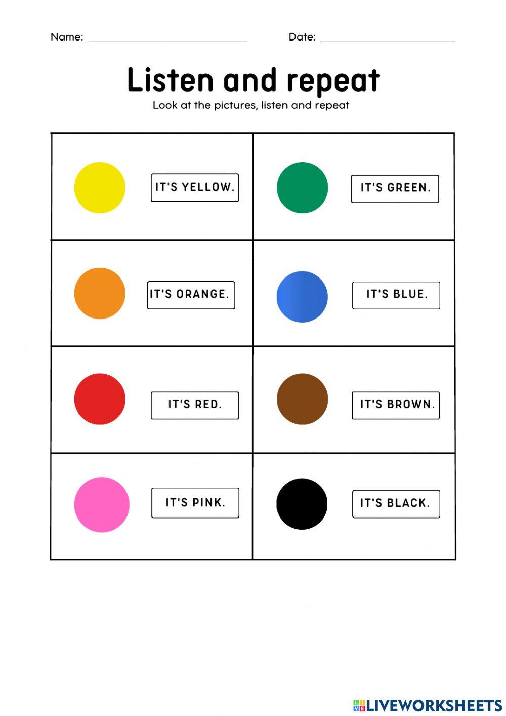 Colours online exercise for 3 | Live Worksheets