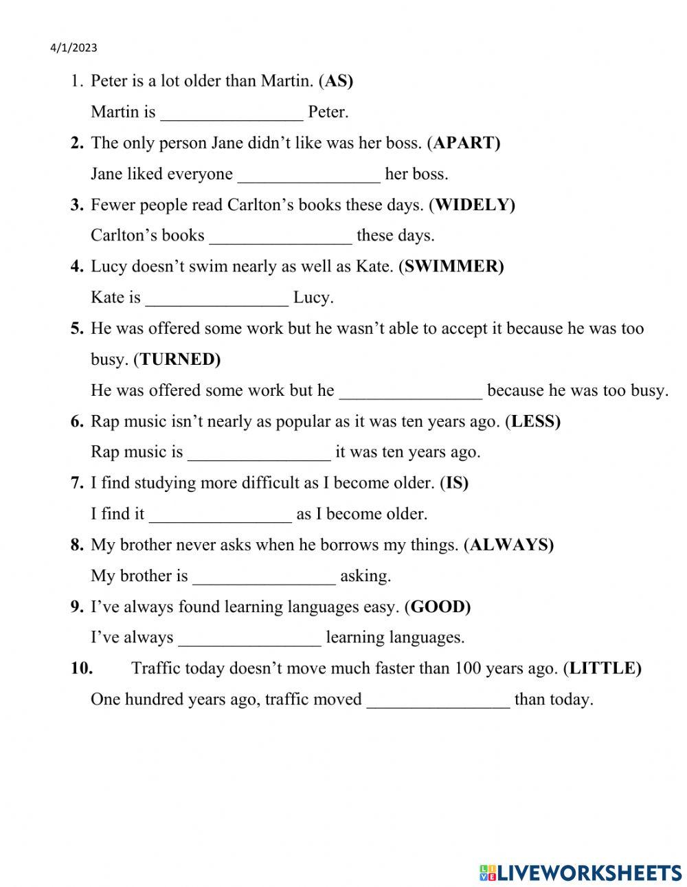 First 1 worksheet | Live Worksheets
