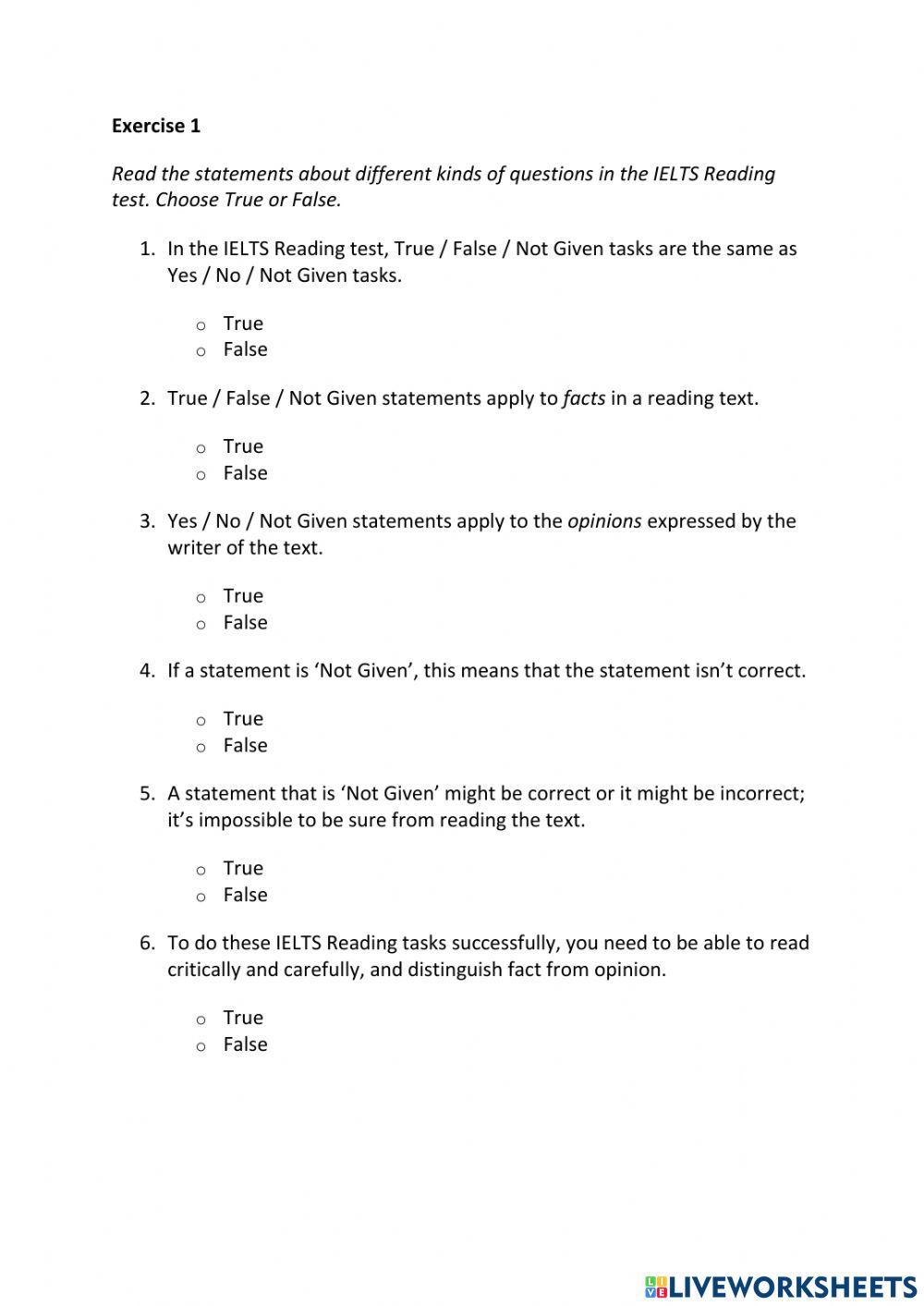 IE3, Unit 5, Reading, Exercise 1 worksheet | Live Worksheets