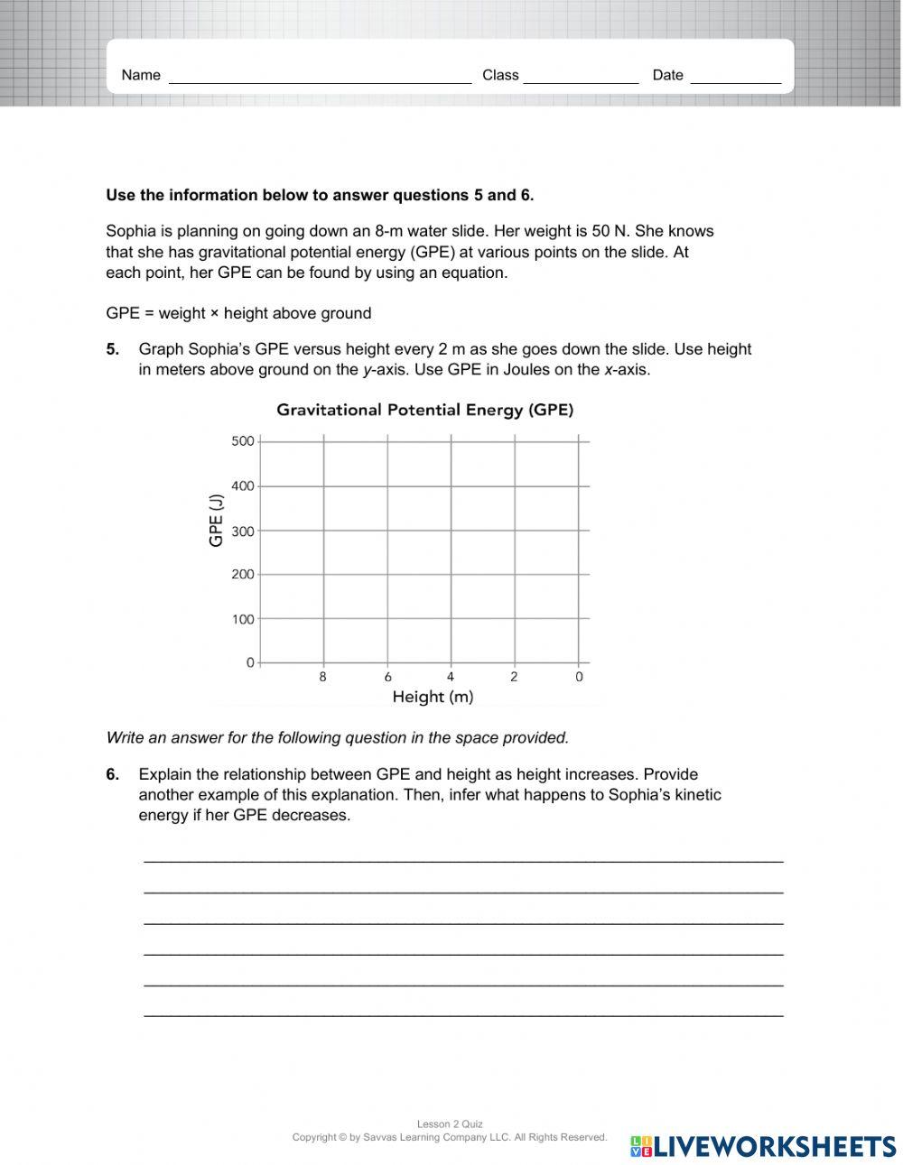 crisarms | Potential and kinetic energy worksheet grade 7