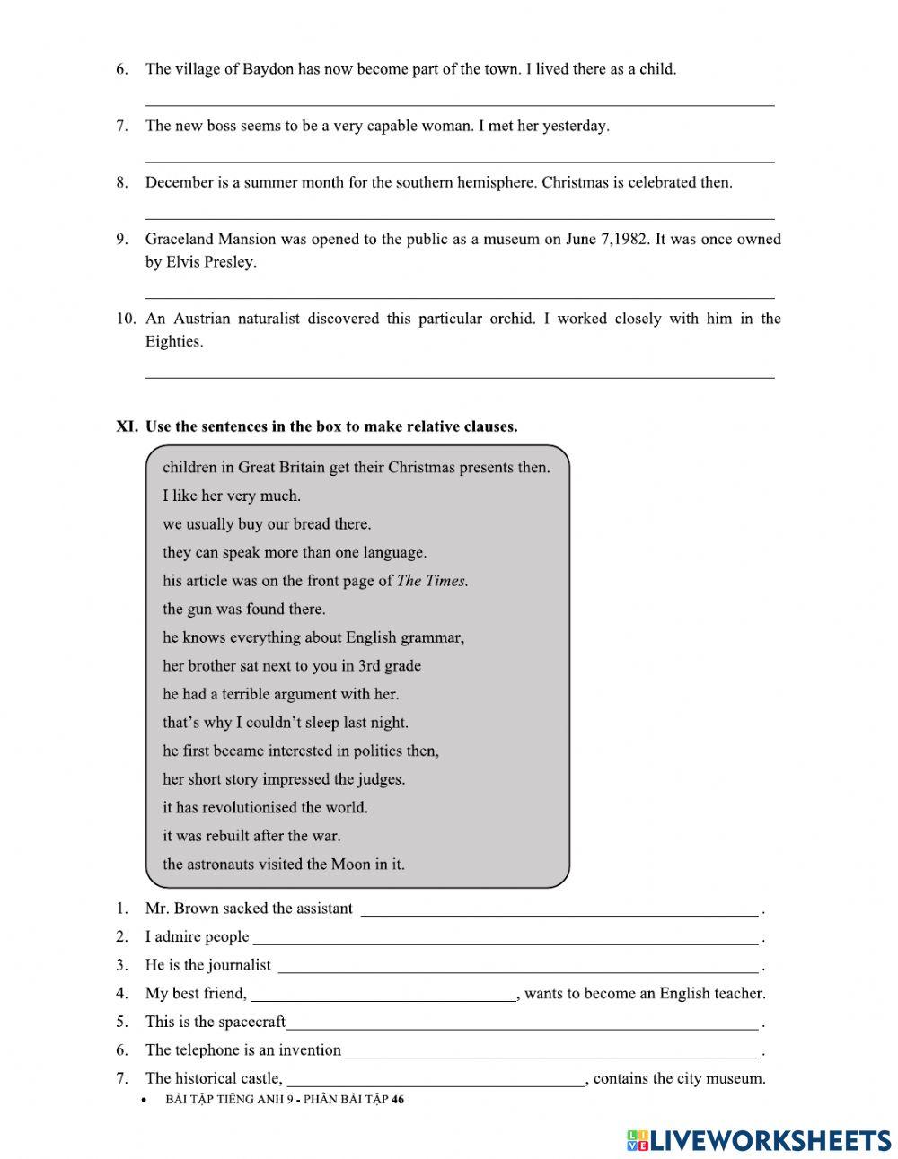 Grade 9- Unit 9 worksheet | Live Worksheets