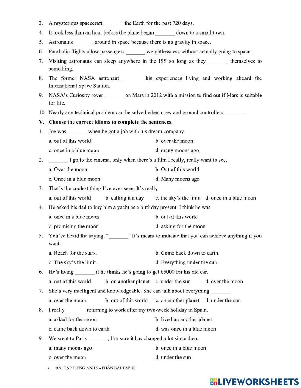 Grade 9- Unit10 worksheet | Live Worksheets