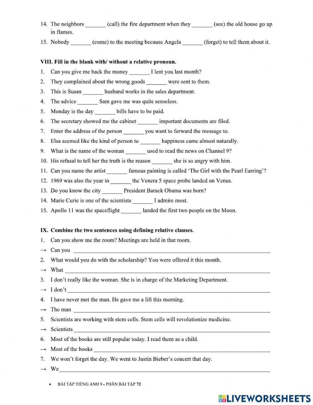 Grade 9- Unit10 worksheet | Live Worksheets