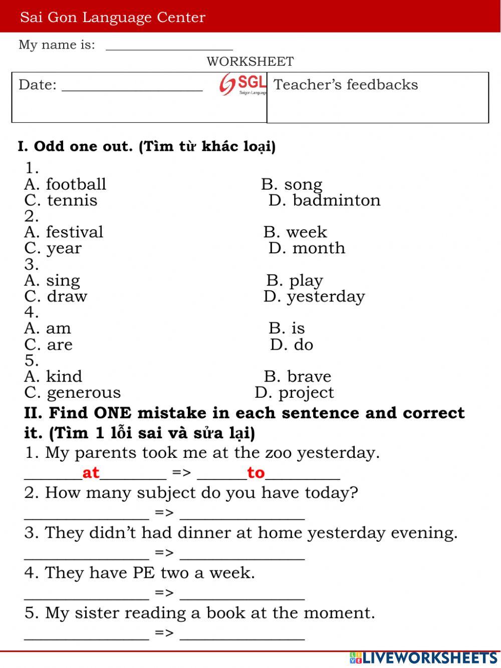 2258563 | Test 5 English 5 | MsHuong99 | LiveWorksheets