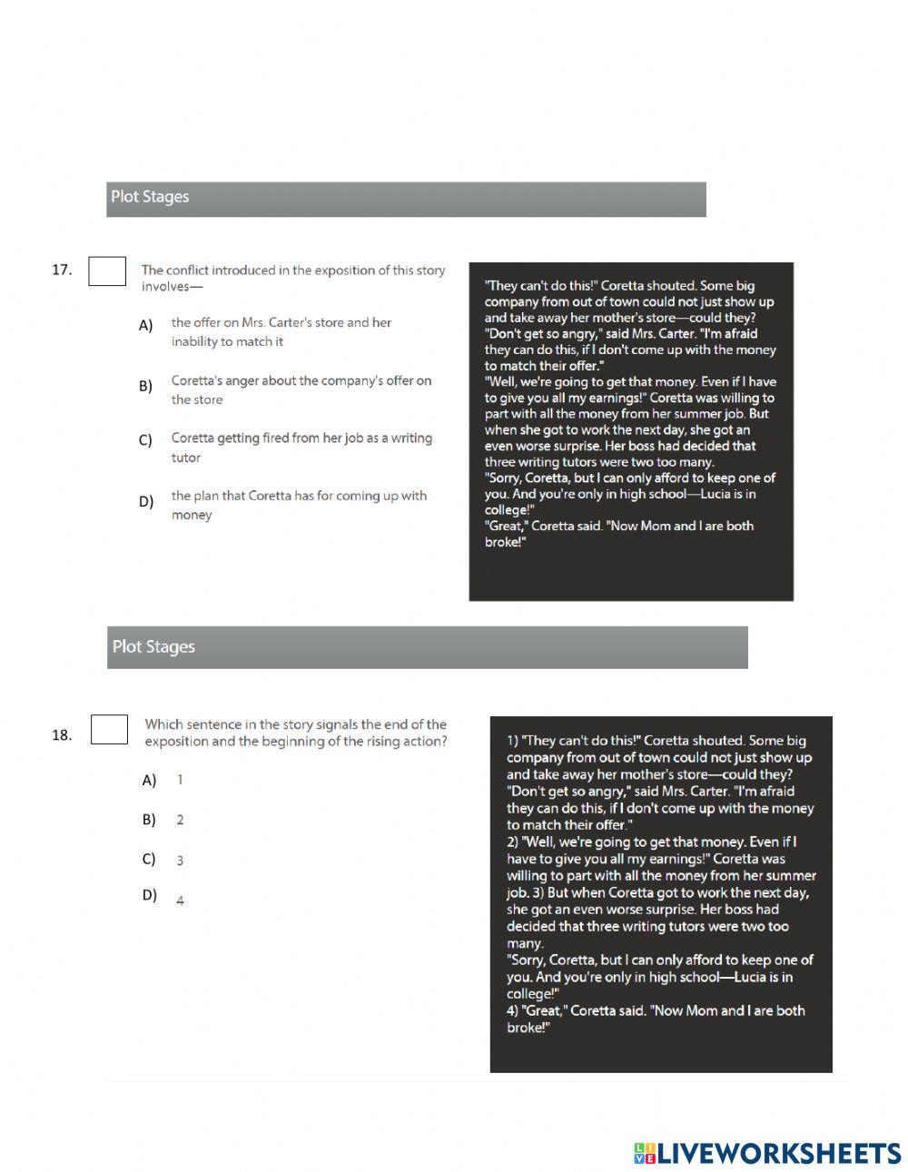 Plot elements | Free Interactive Worksheets | 2258730