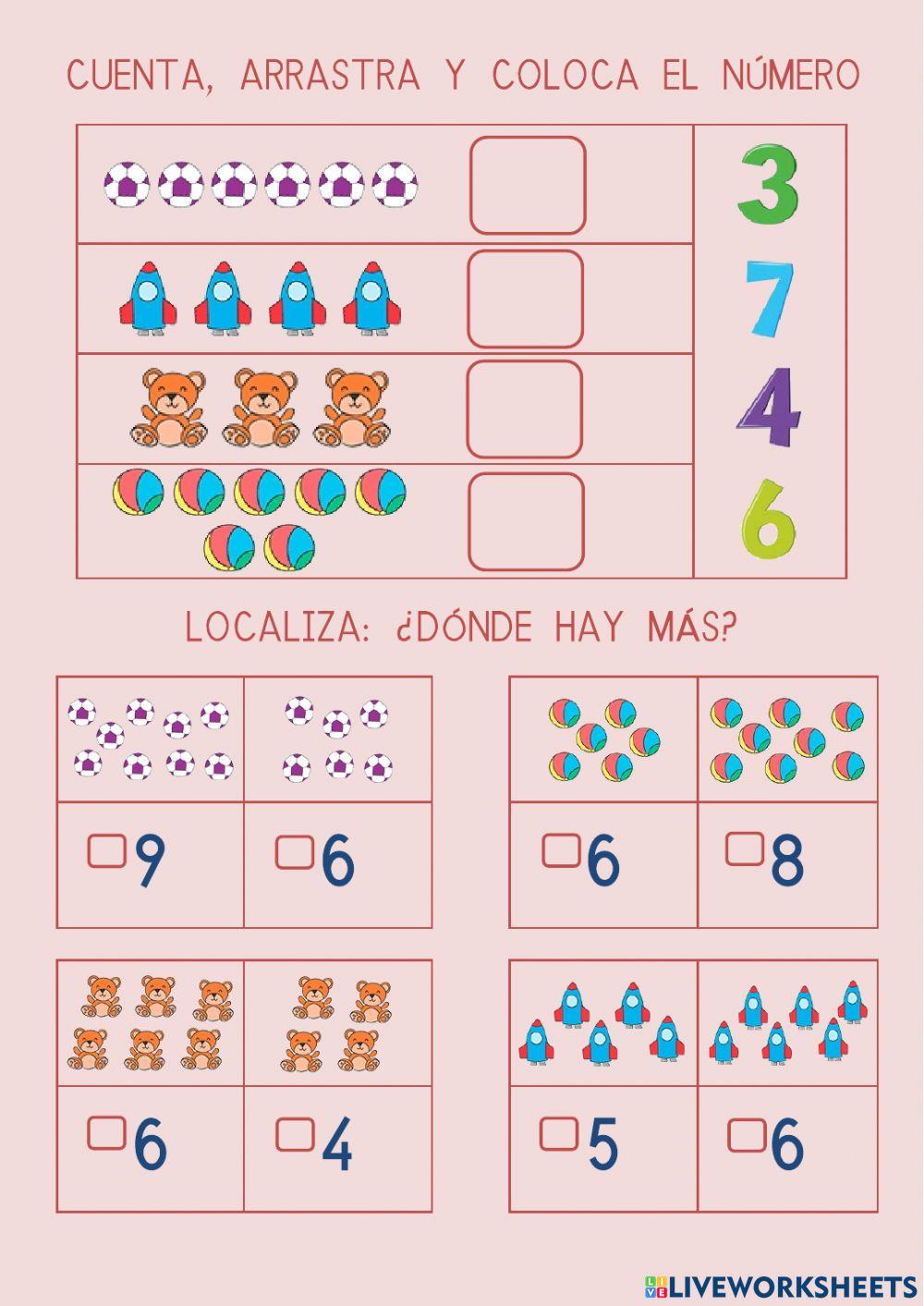 Contar y restar worksheet | Live Worksheets