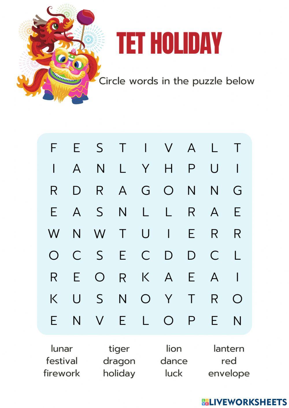 TET HOLIDAY WOR… | Free Interactive Worksheets | 2511492