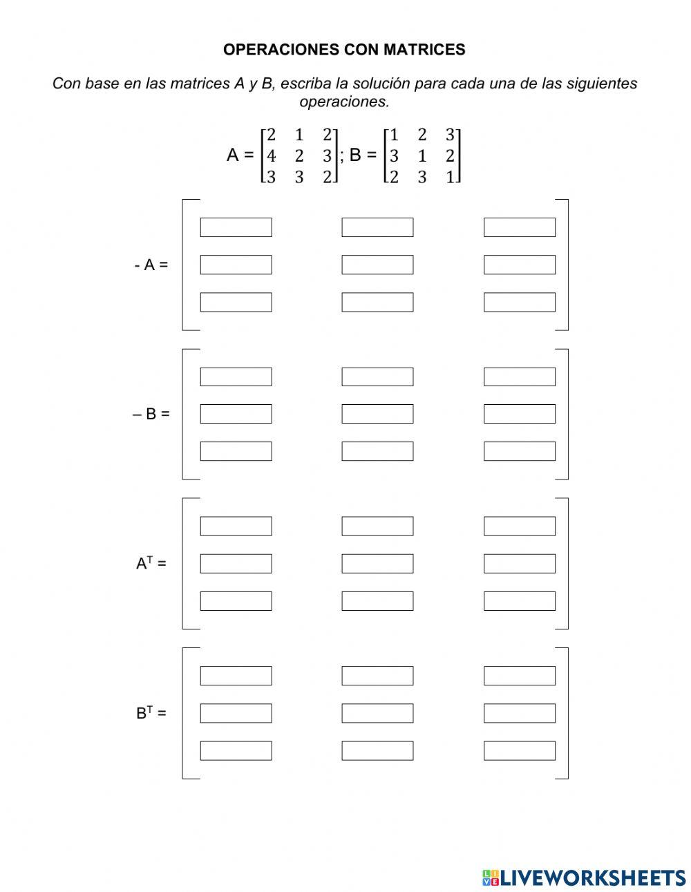 Matrices | Estephania Treviño | Live Worksheets
