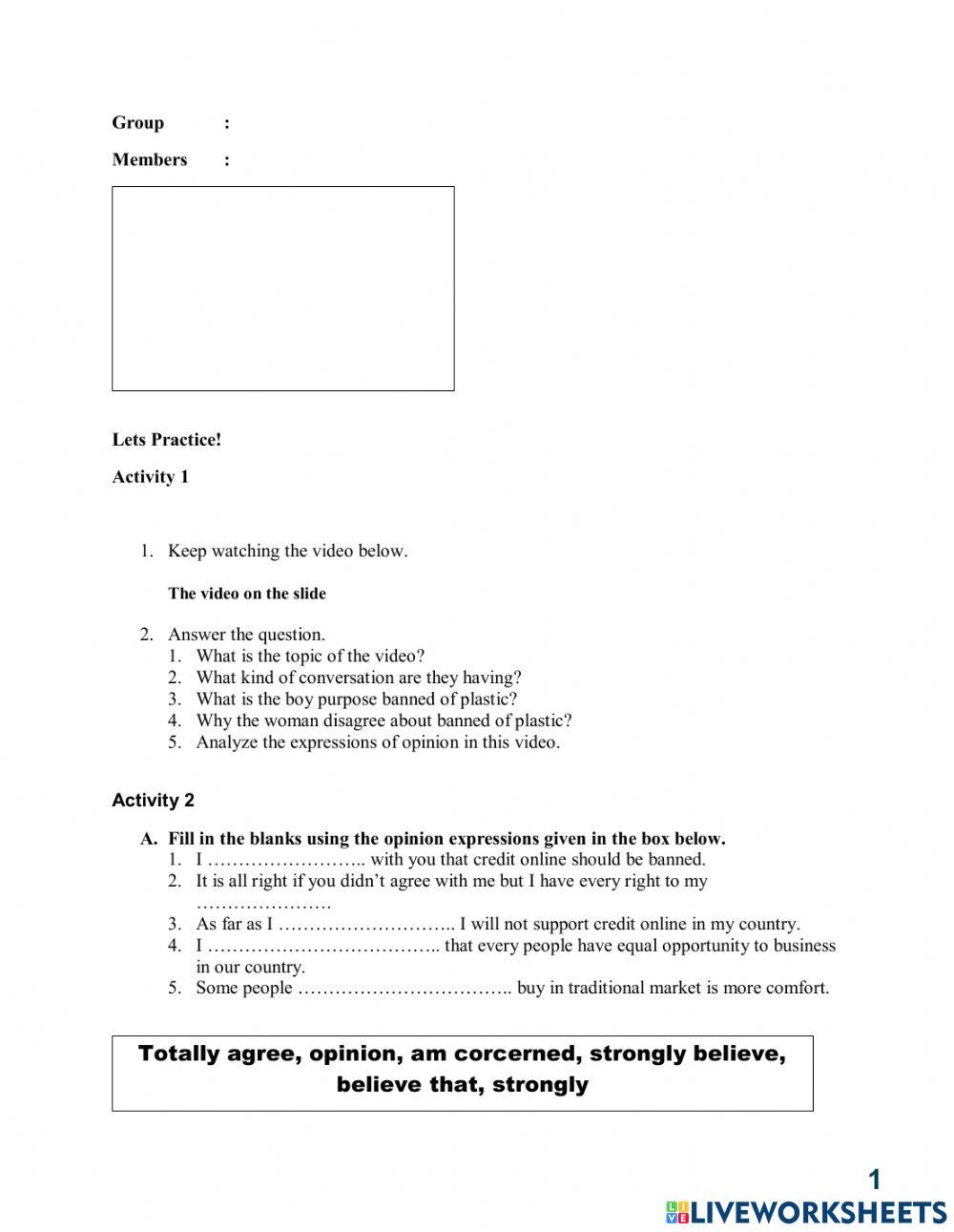 Worksheet 1 online exercise for 4 | Live Worksheets