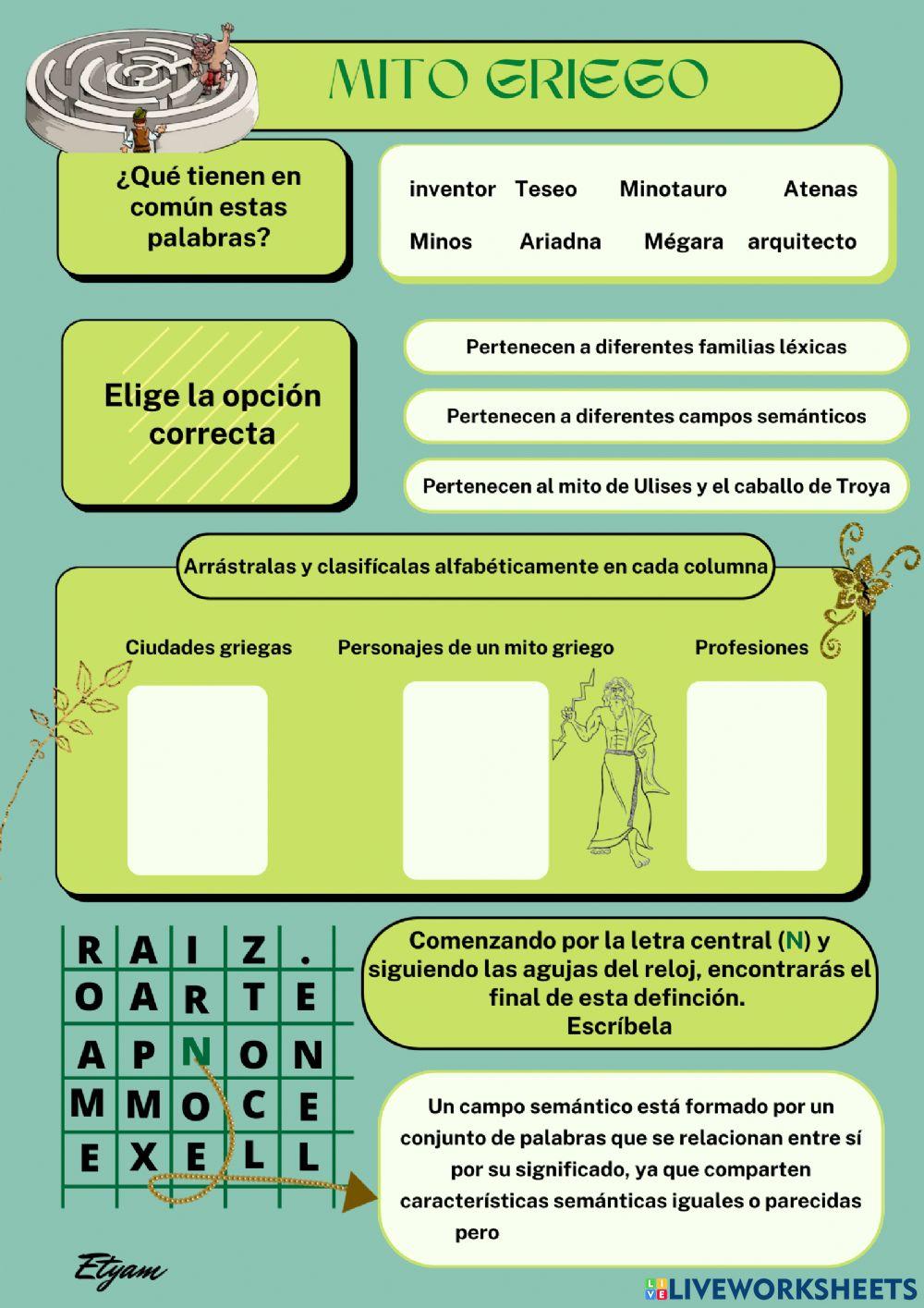 Mitos griegos exercise | Live Worksheets