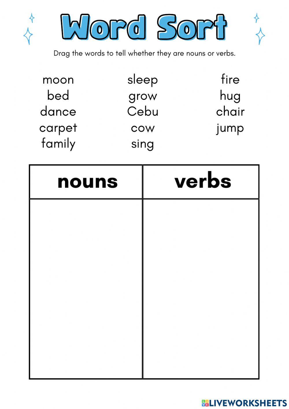 Action Words online pdf worksheet | Live Worksheets