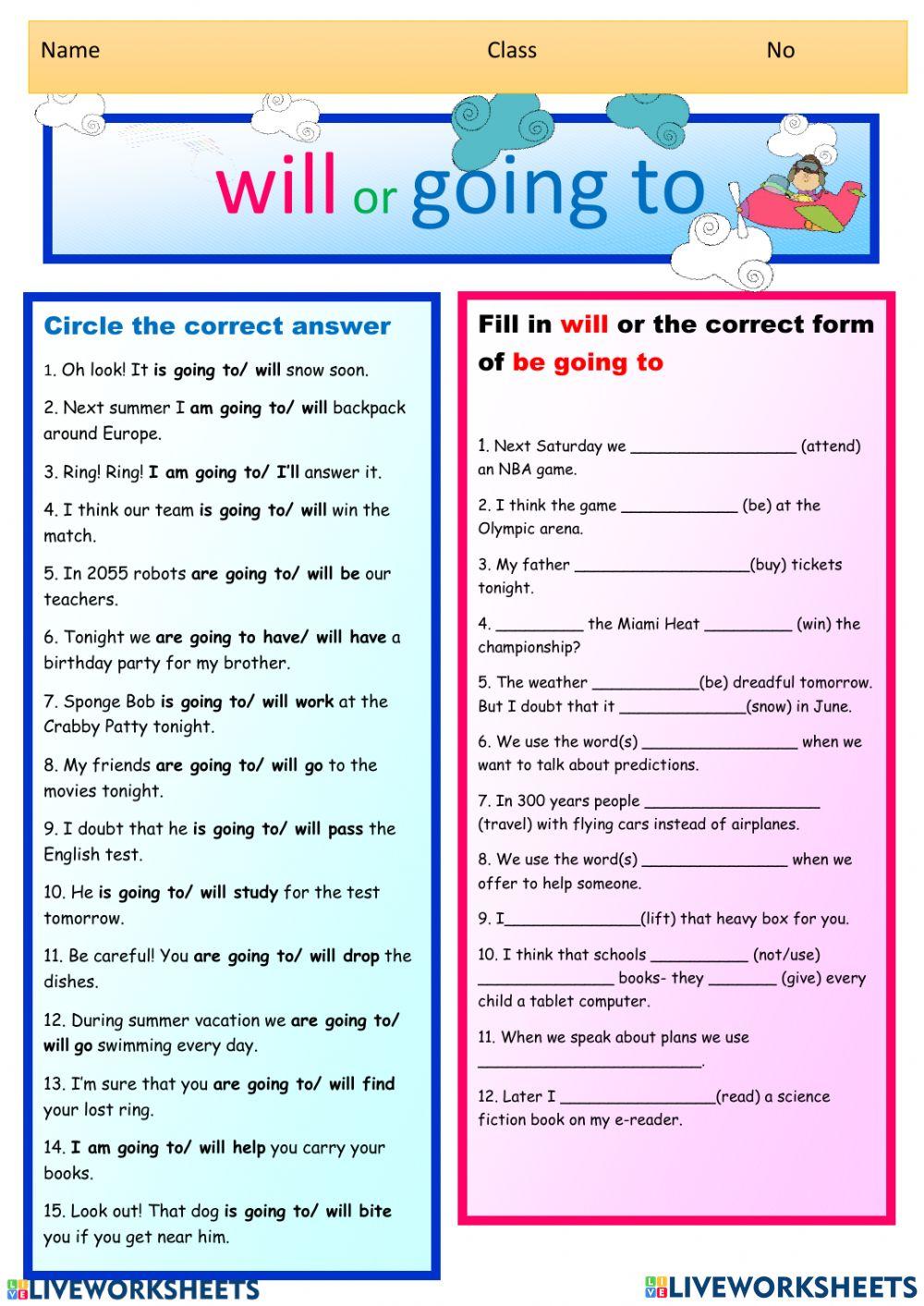 Will | JanL | Live Worksheets