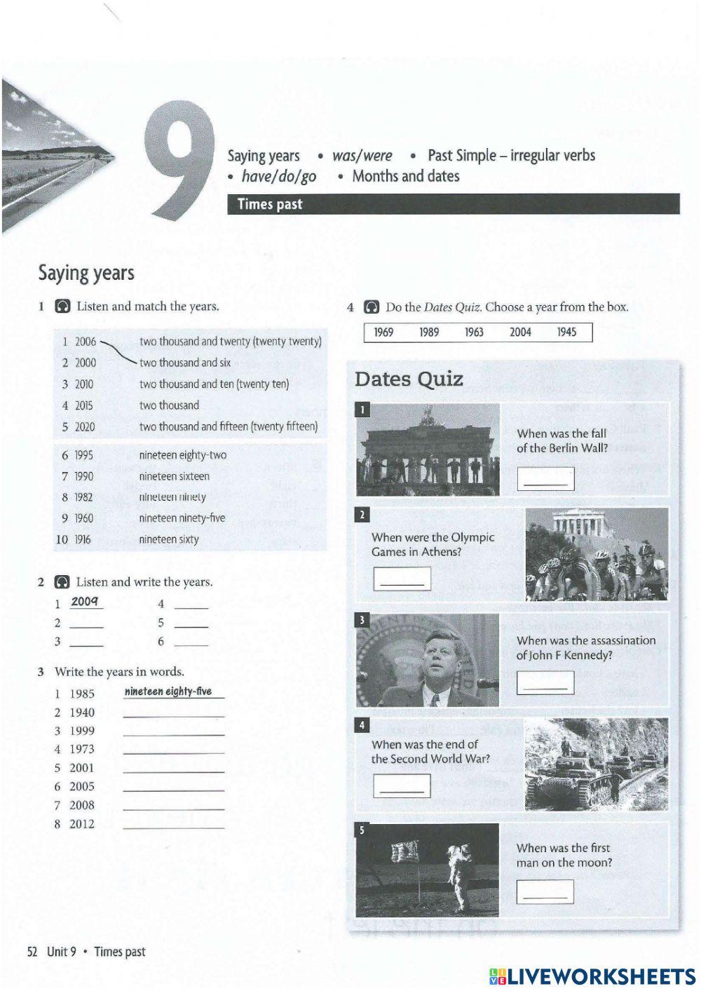 unit 9 headway beginner workbook B online exercise for | Live Worksheets