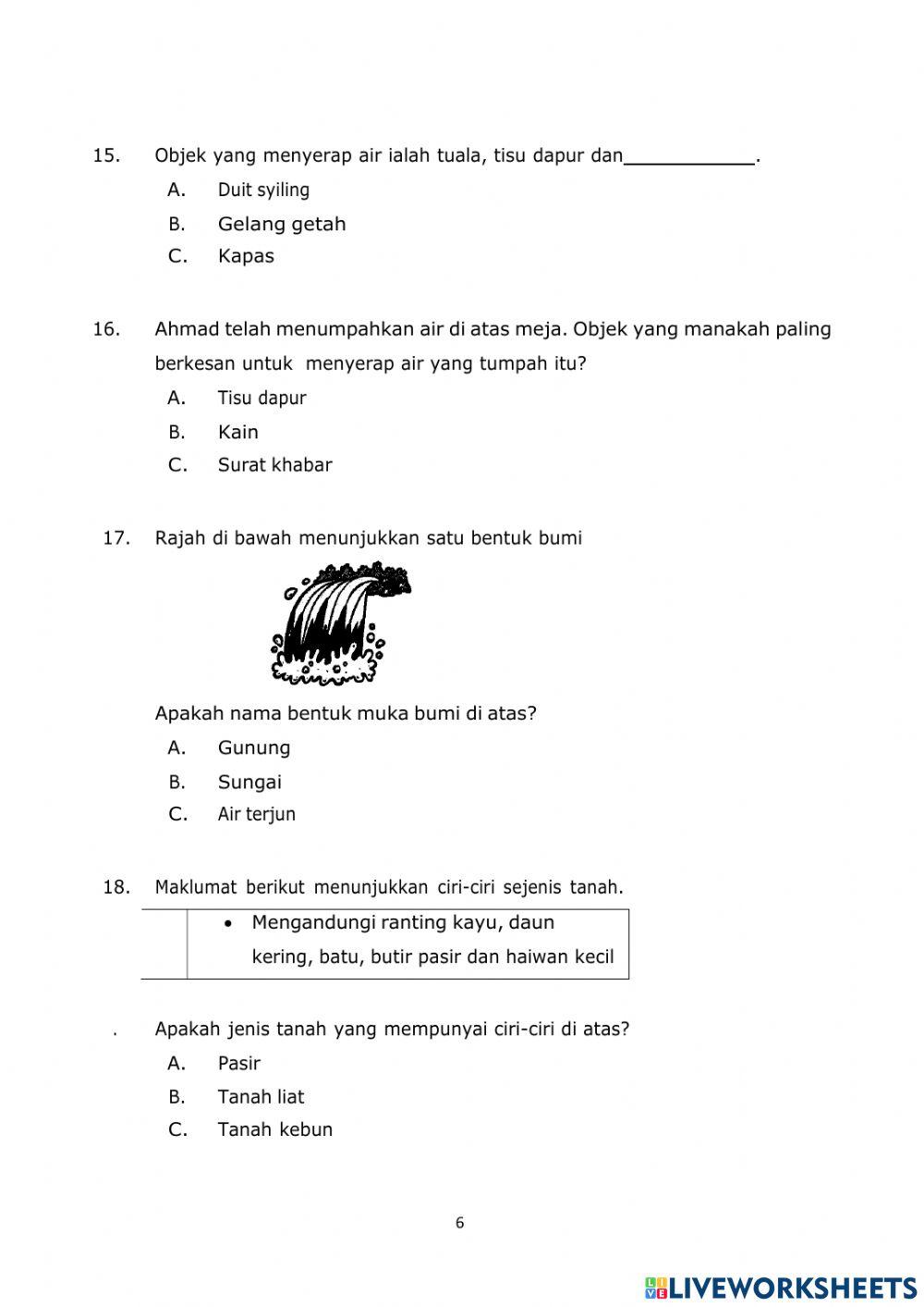 Latihan objektif online exercise | Live Worksheets