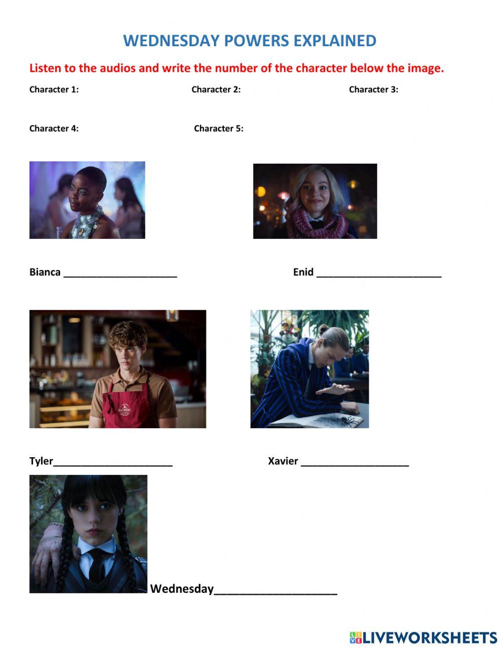 2260256 | Wedenesday characters powers listening