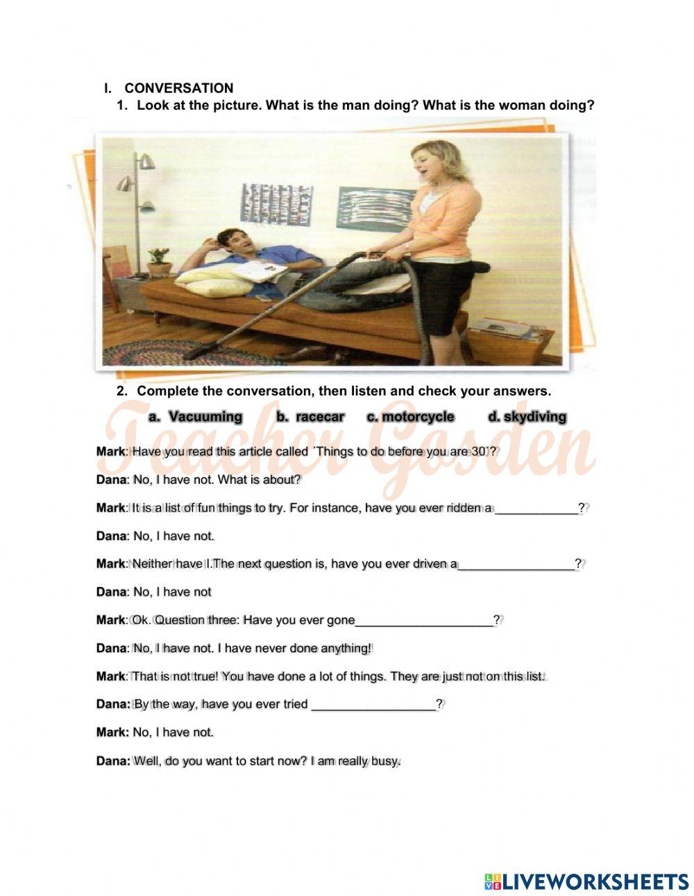 Unit III Listen the audio and complete the conversation online exercise ...