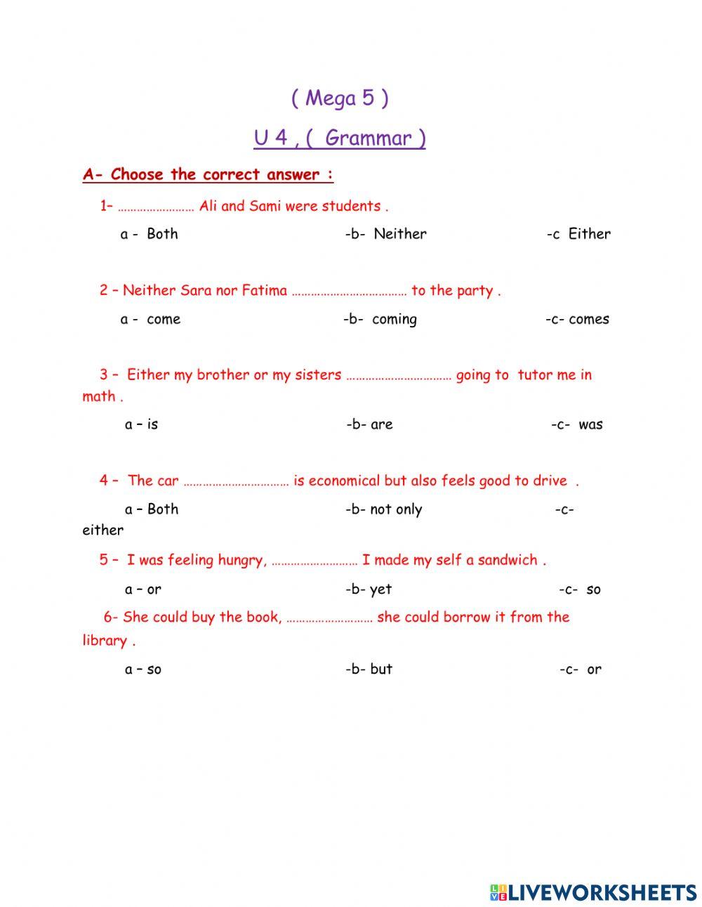 MG5U4 Grammar online exercise for | Live Worksheets