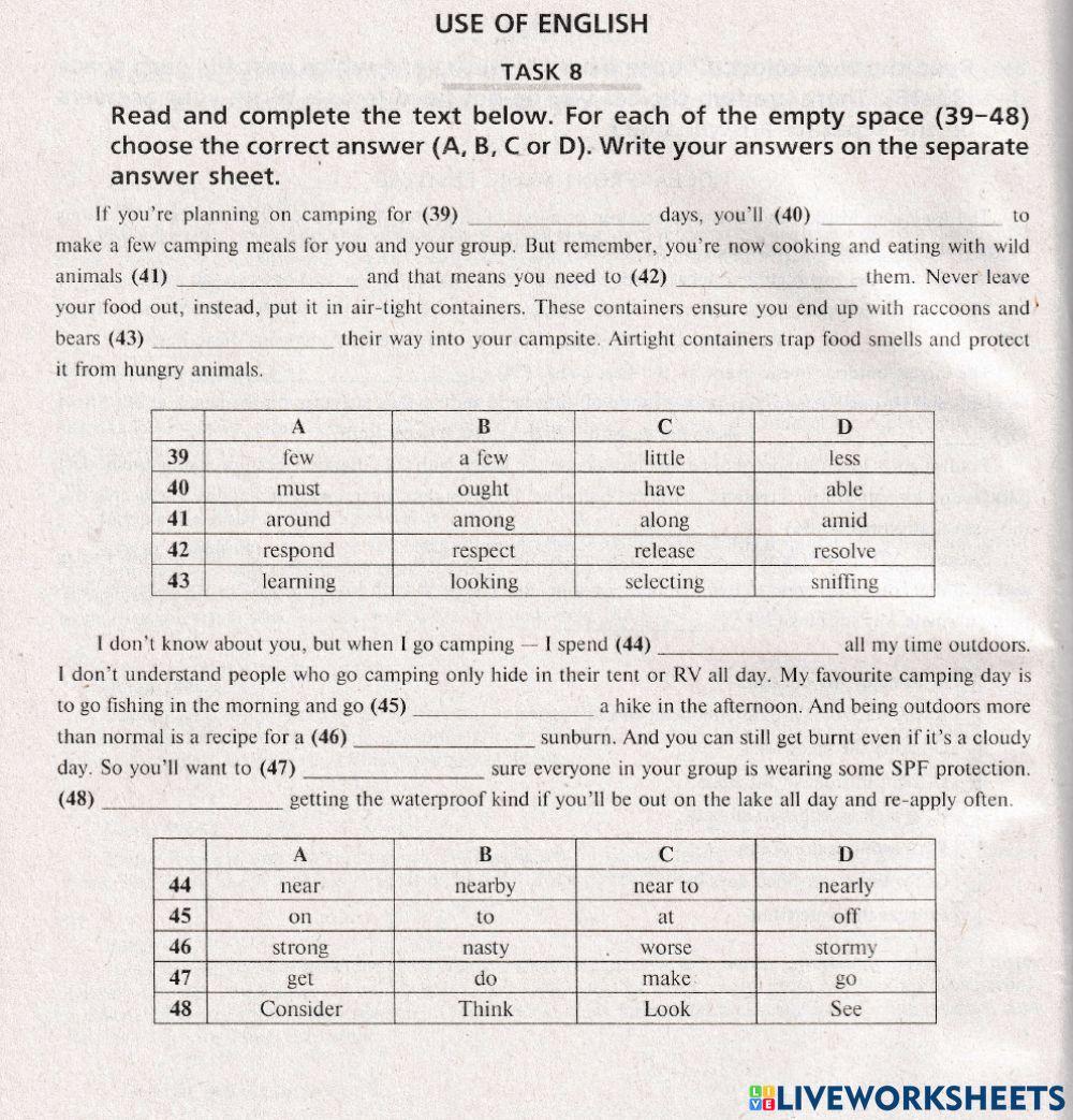 Use of English Extra 1-8 worksheet | Live Worksheets