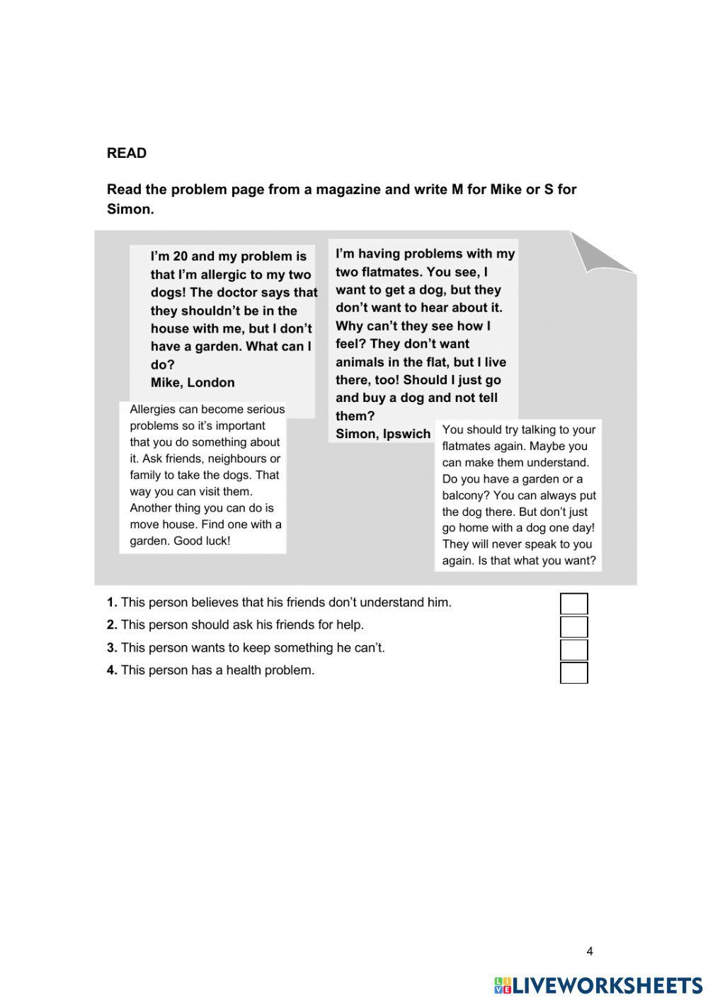 New Destinations A1 Unit test 4 online exercise for | Live Worksheets