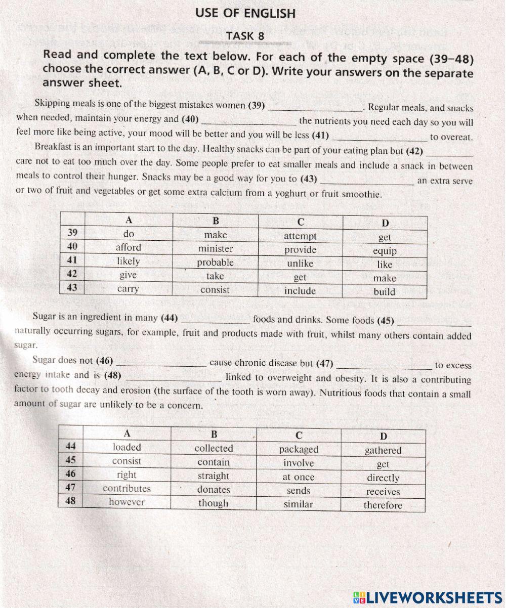 Use of English Extra 1-9 worksheet | Live Worksheets