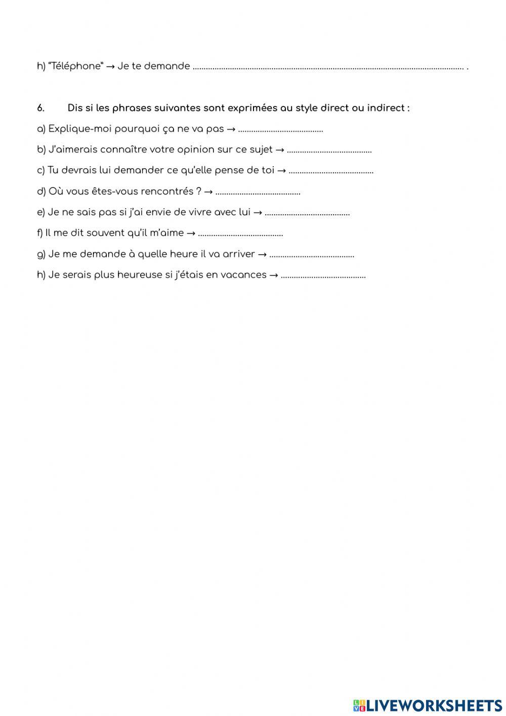 Le discours rapporté 2887820 | ifernansan6 | Live