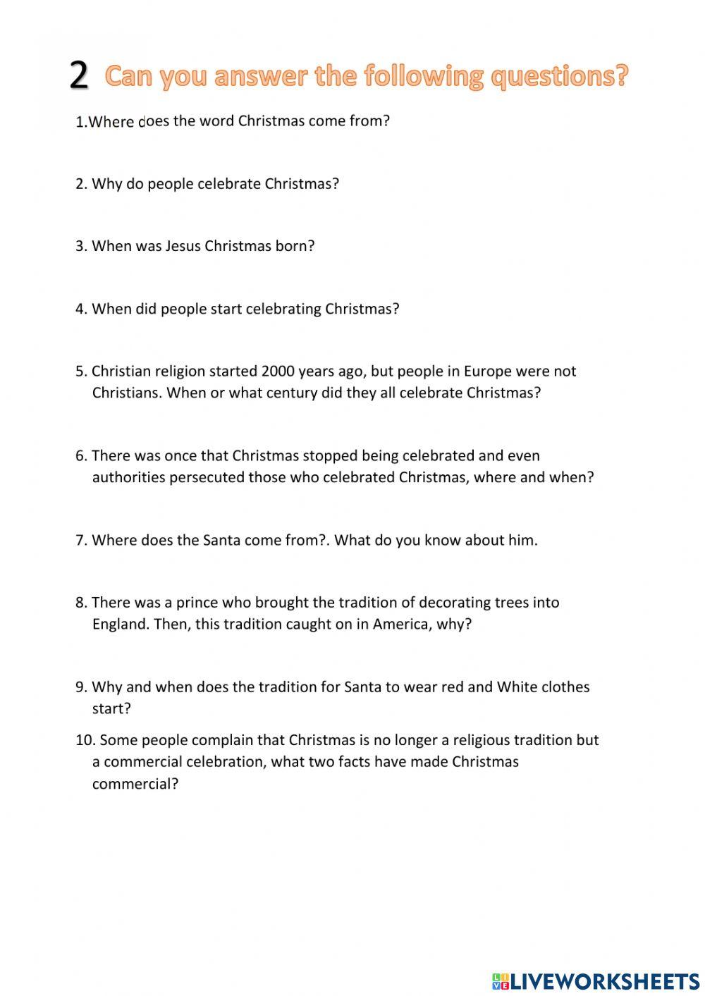 Christmas Test exercise | Live Worksheets