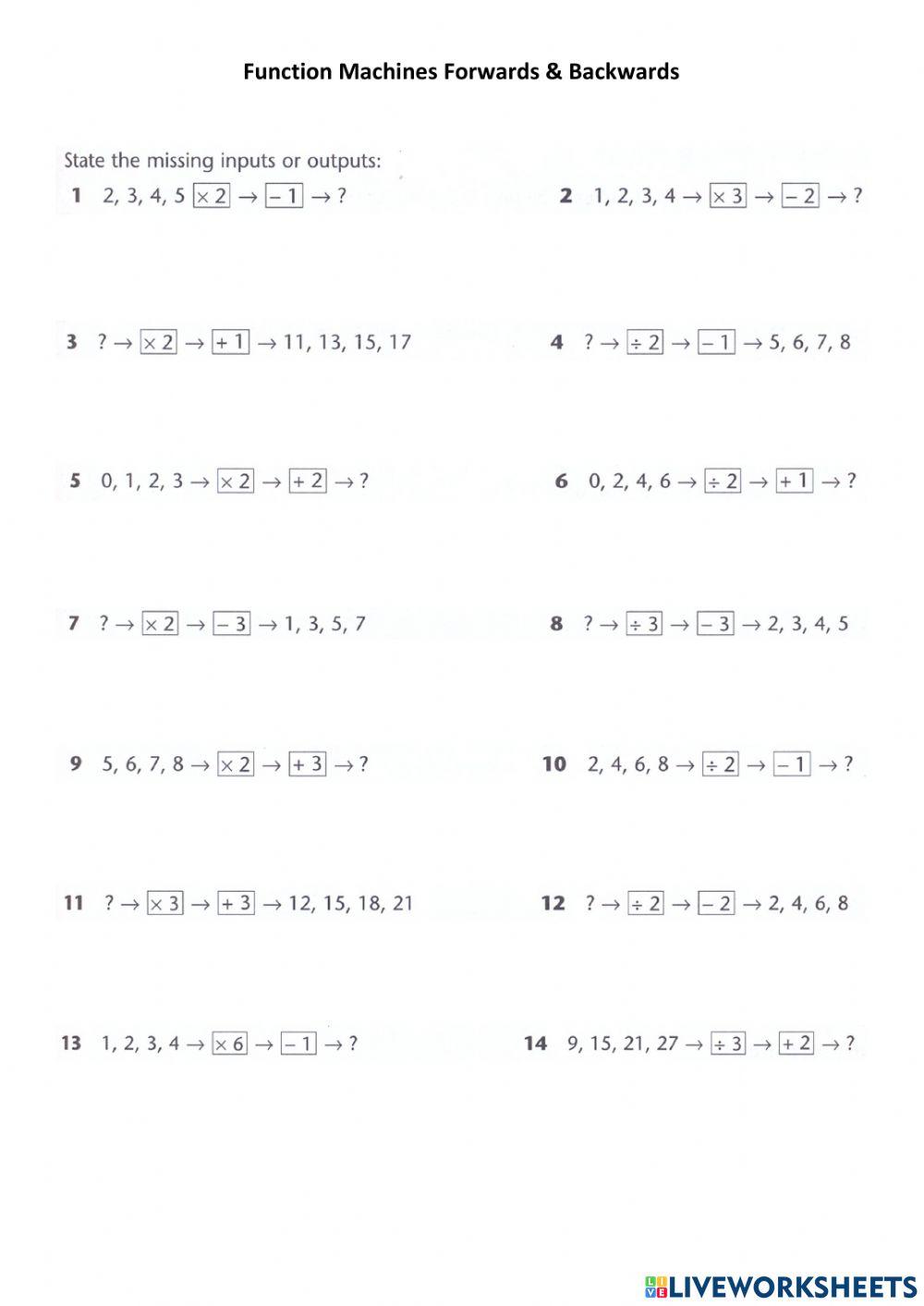 WW Function Mac… | Math Worksheets | 2261105