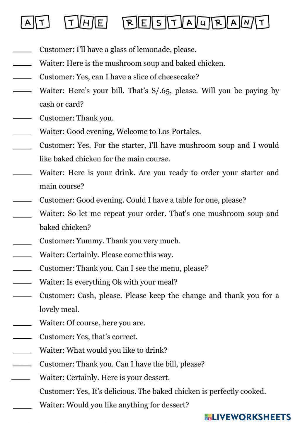 2261222 | At the restaurant | ancaro21 | LiveWorksheets