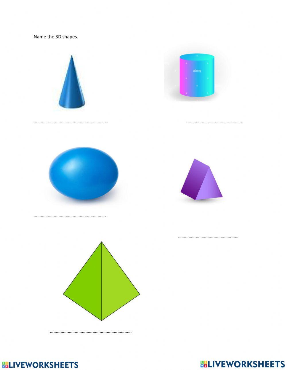 3D shape online activity | Live Worksheets