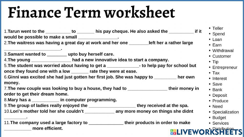2513309 | Financial Terms | gulak | LiveWorksheets