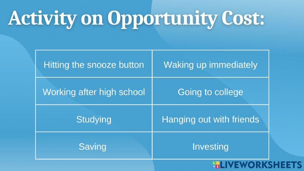 2513316 | Opportunity cost | gulak | LiveWorksheets