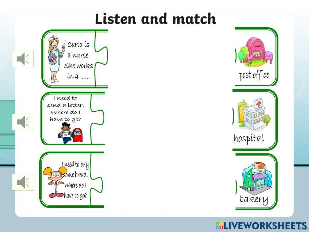 Places in town online exercise for 2 | Live Worksheets