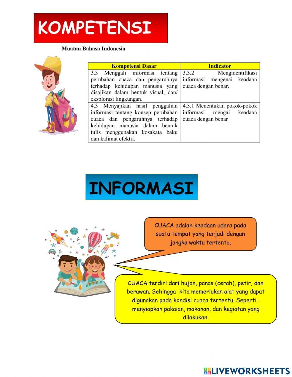 Tema 5 cuaca interactive worksheet | Live Worksheets