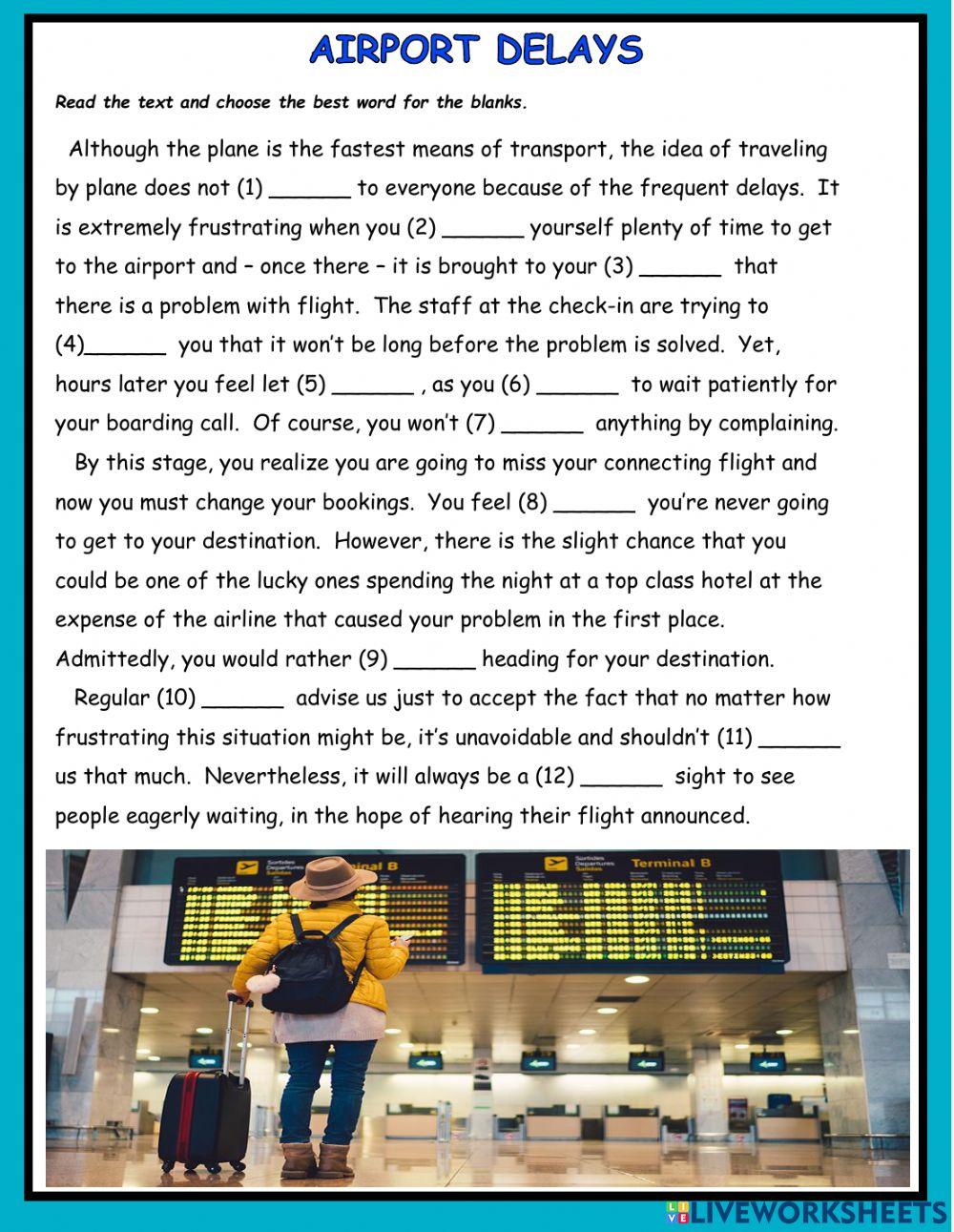 AIrport Delay Use of English worksheet | Live Worksheets