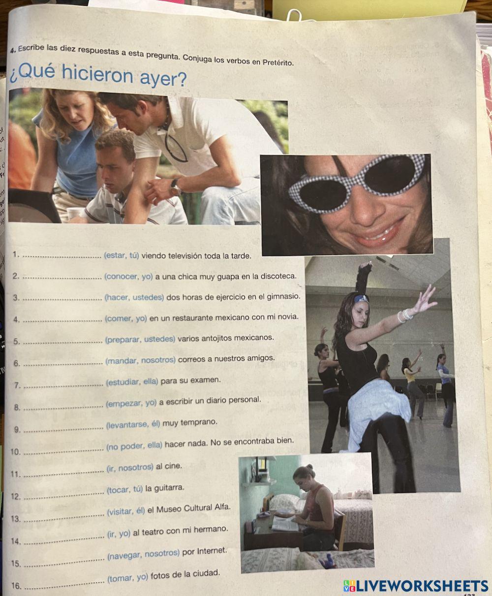 Preterito online worksheet for 8 | Live Worksheets