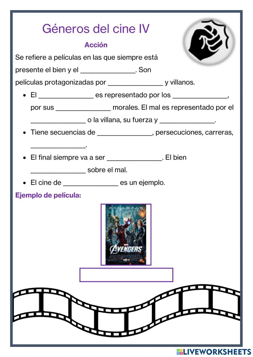 Géneros del cine IV - Acción worksheet | Live Worksheets