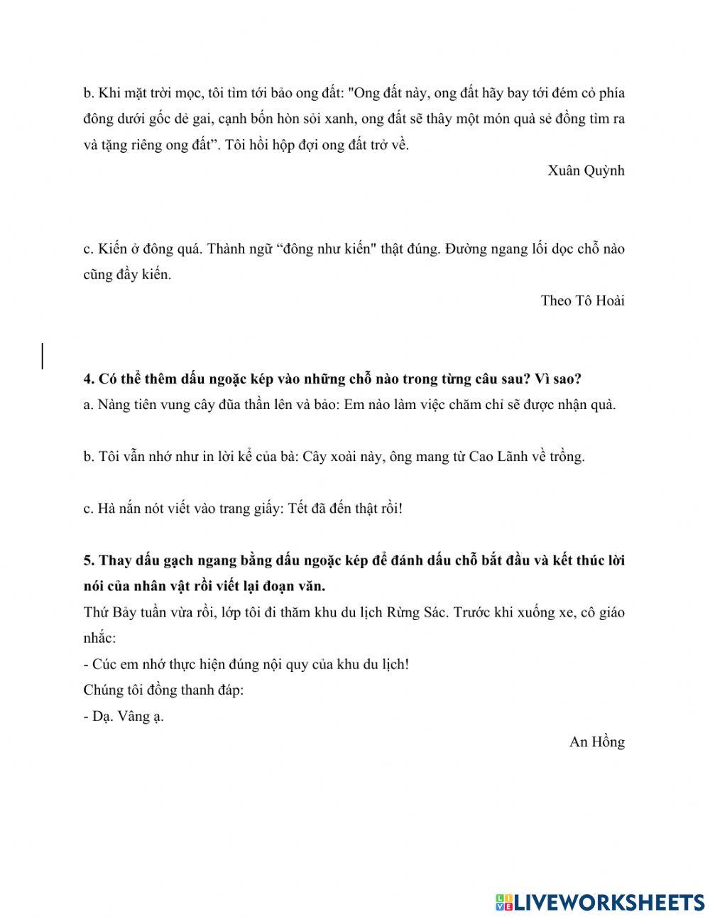 Vietnamese worksheet for 3 | Live Worksheets